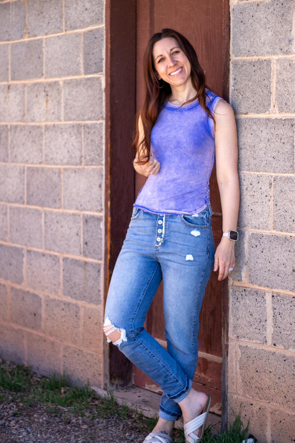 Cassidy Mineral Wash Tank- Light Indigo – Love on a Hanger