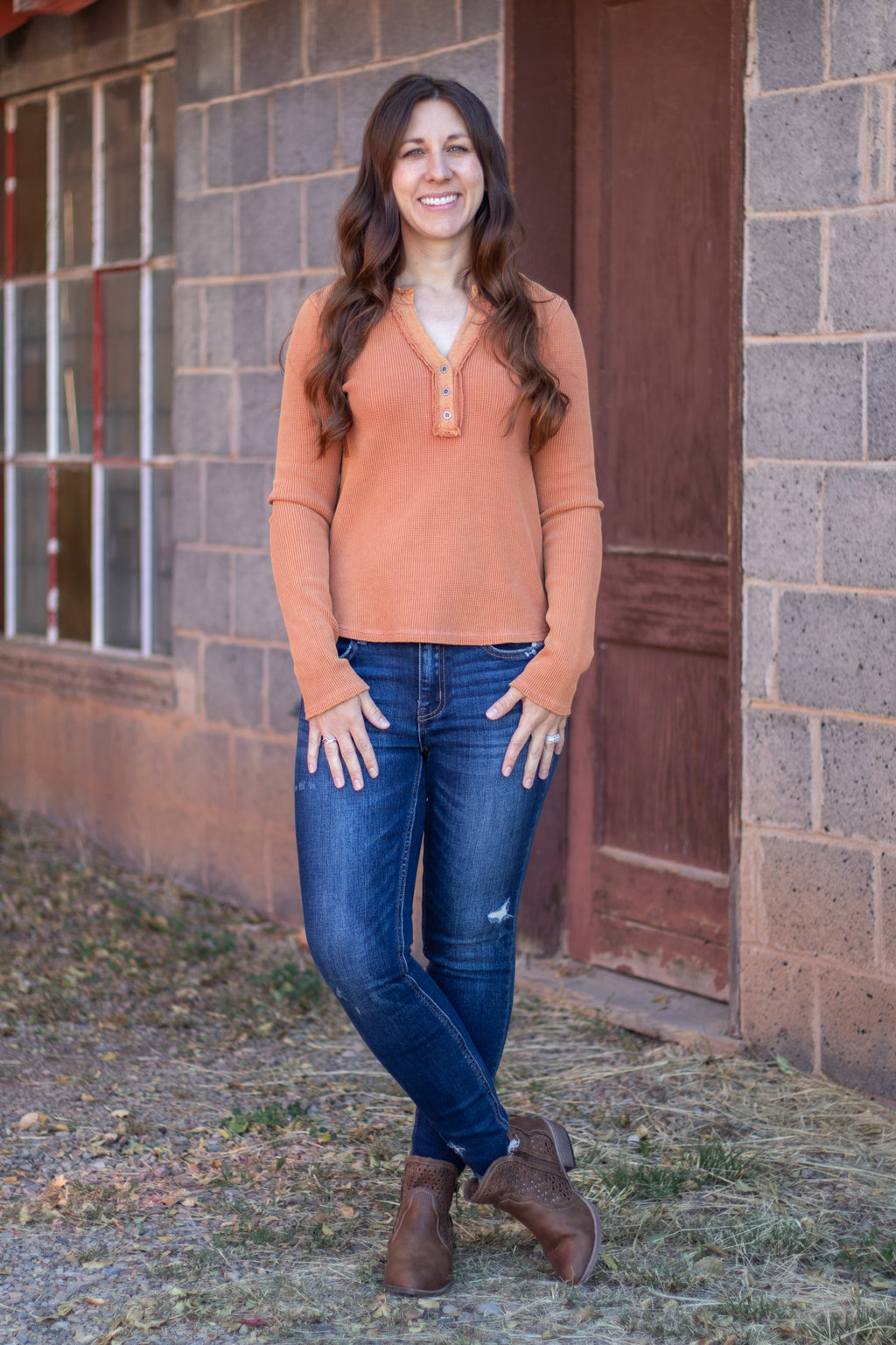 Let It Be Known Waffle Knit Top- Rust – Love on a Hanger
