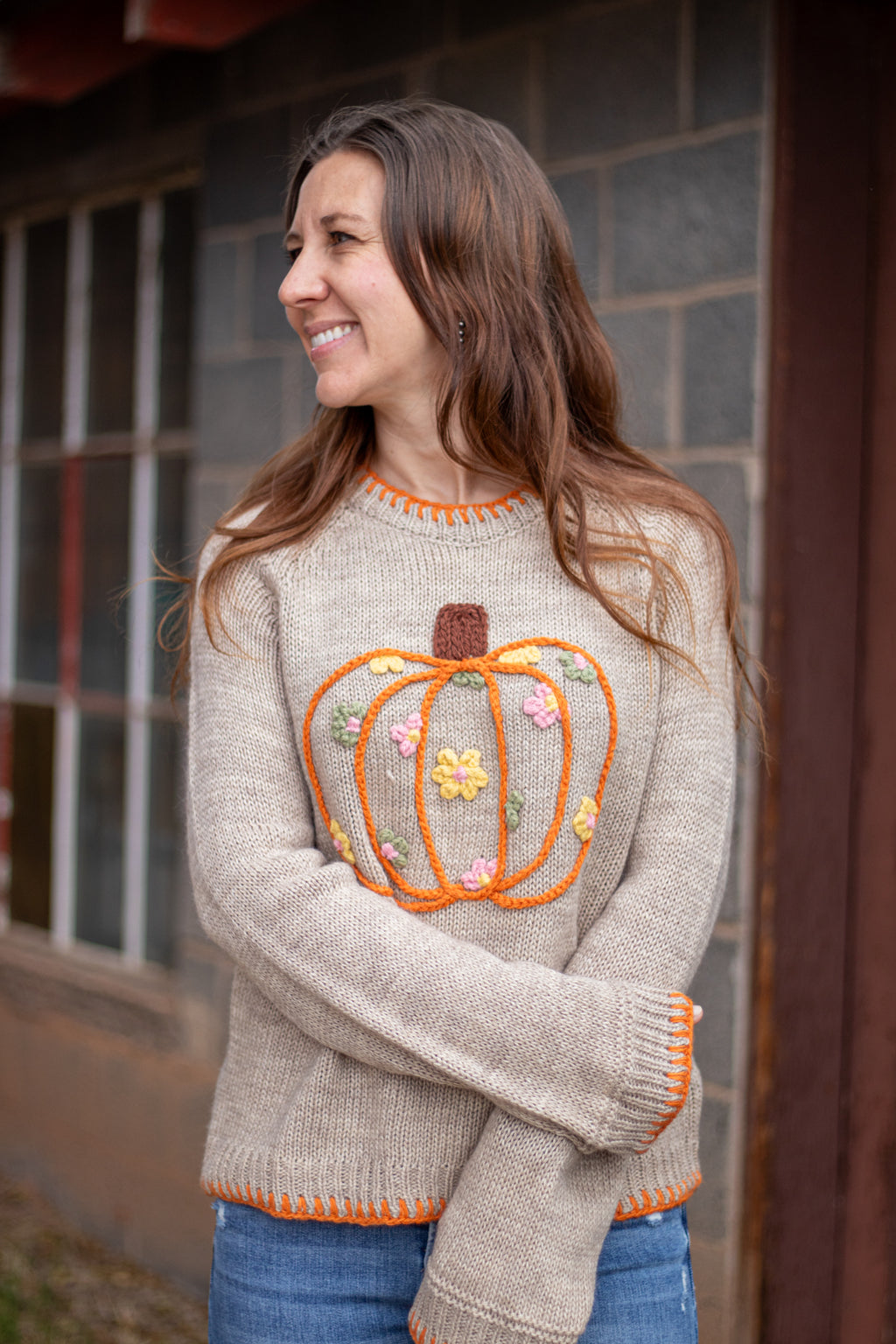 Pumpkin and Floral Embroidered Sweater – Love on a Hanger