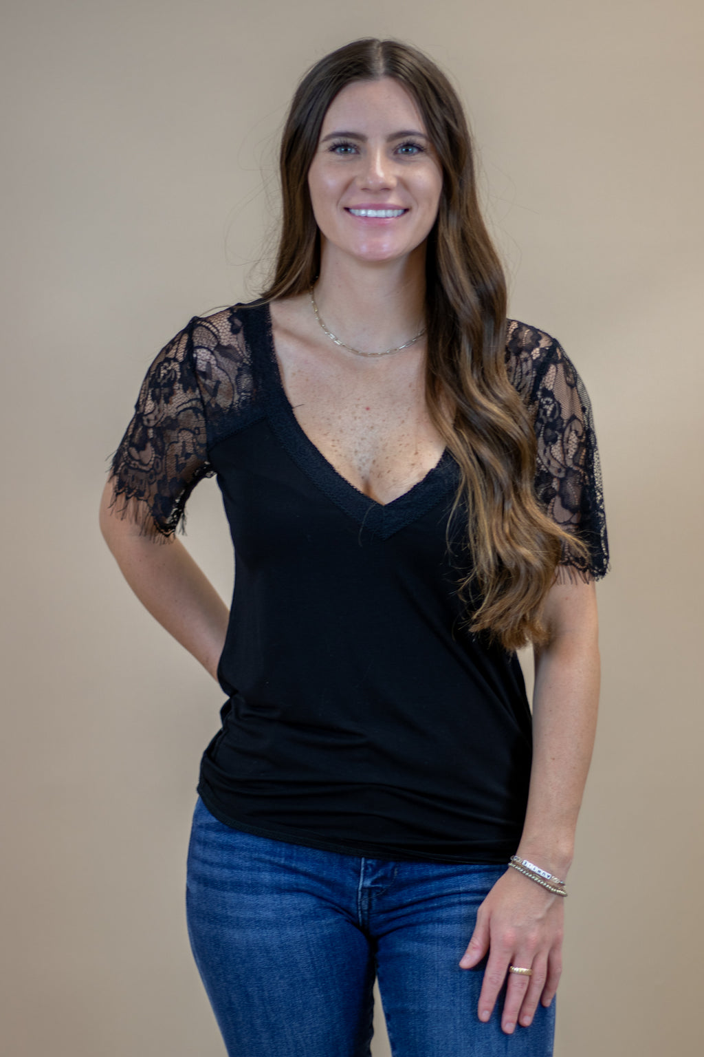 Still The One Lace Sleeve Top- Black – Love on a Hanger